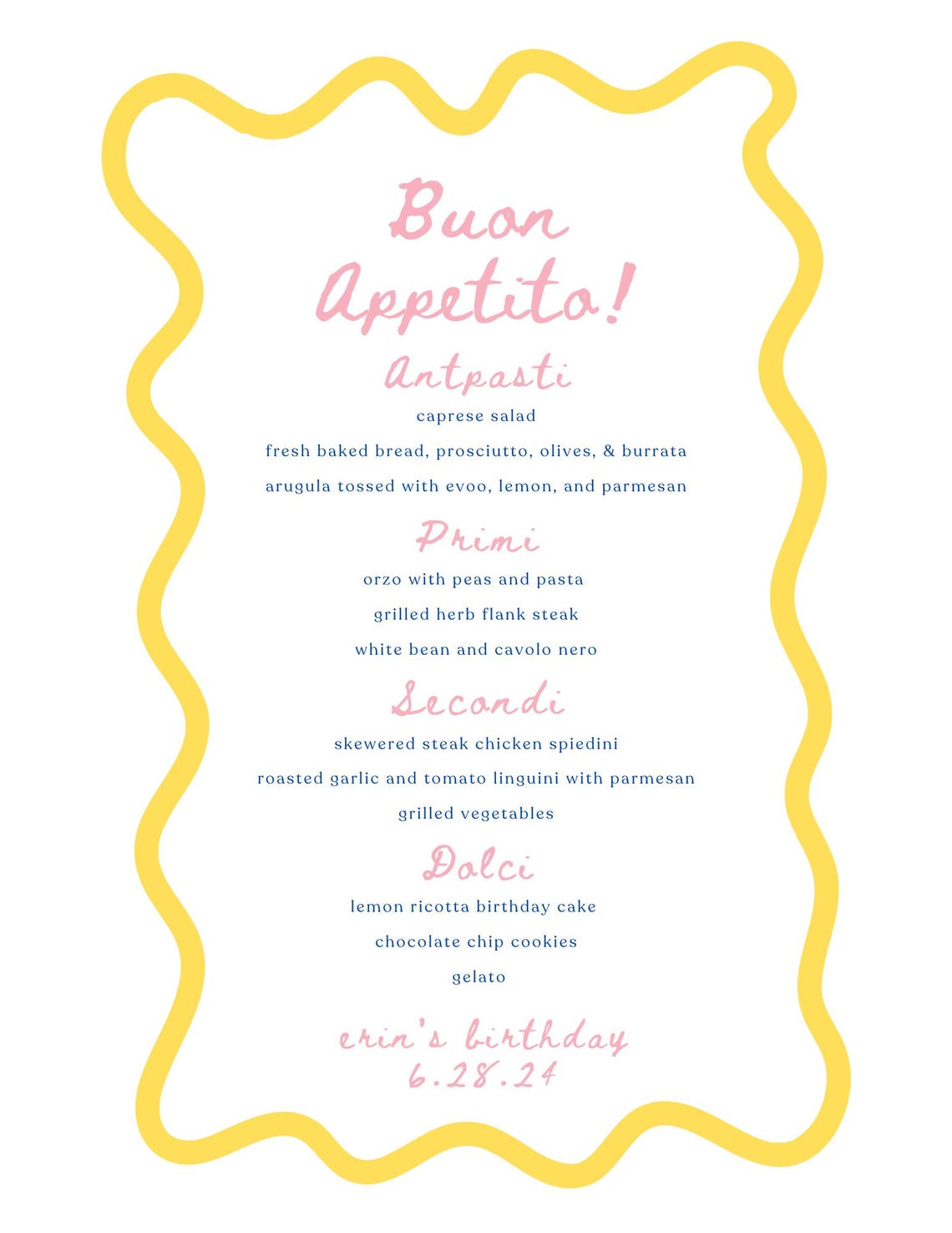 Dinner Party/brunch Menu Template - Customizable Download - Etsy