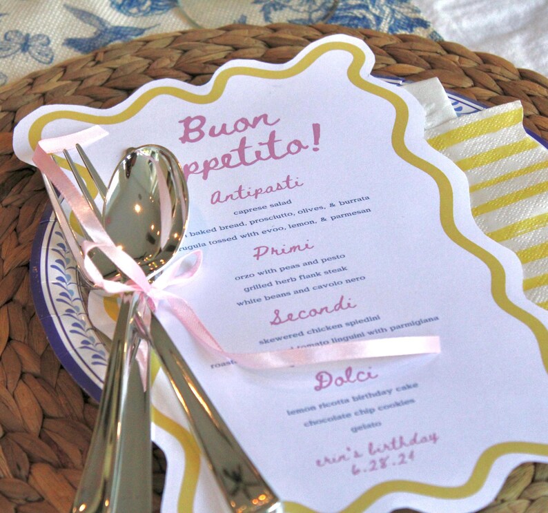 Dinner Party/brunch Menu Template - Customizable Download - Etsy