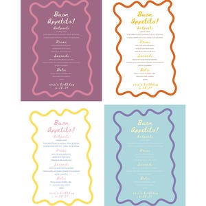 Dinner Party/brunch Menu Template - Customizable Download - Etsy