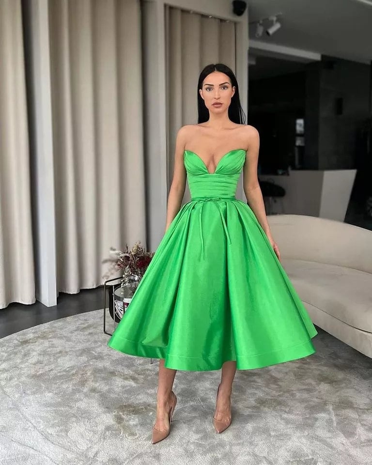 Midi Evening Dress, Fit & Flare Dress, Party Dress, Wedding Party Dress ...
