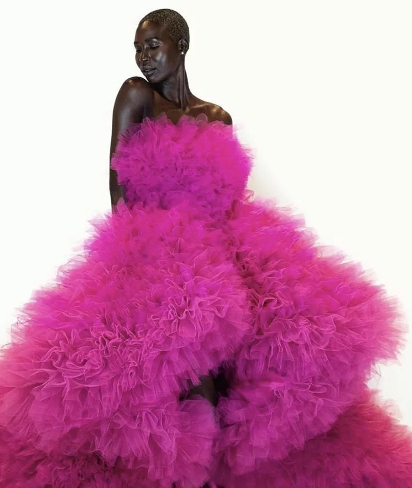 Extra Lush Ruffle Gown, Model Gown, Tulle Gown, Fashion Week Dress ...