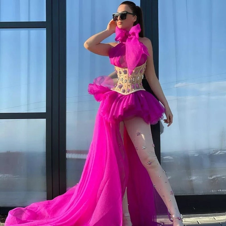 Mini Chiffon Bow Dress With Train, Birthday Shoot Dress, Holiday Dress ...