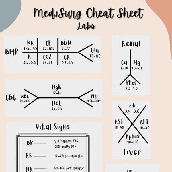 Nurse Lab Cheat Sheet - Etsy