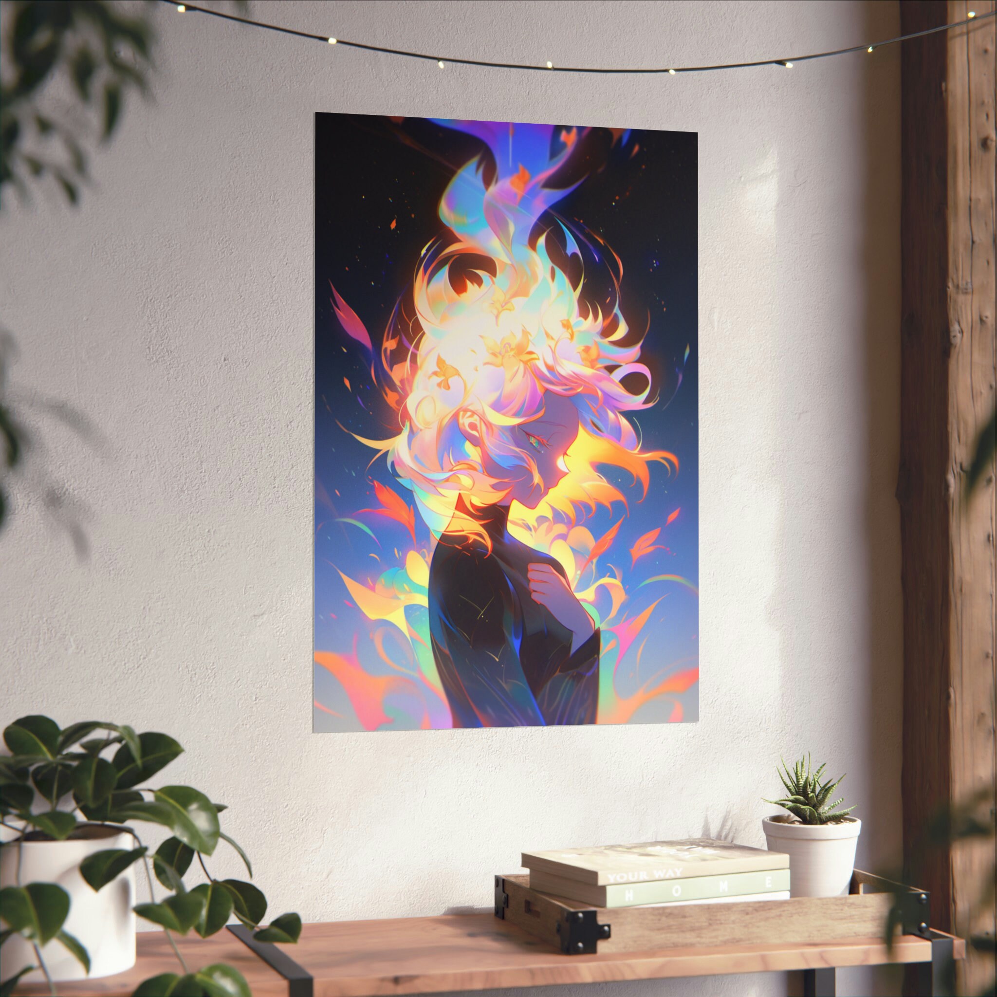 Rainbow Fire Matte/satin Anime Poster Nightcore Cosmic Wall - Etsy