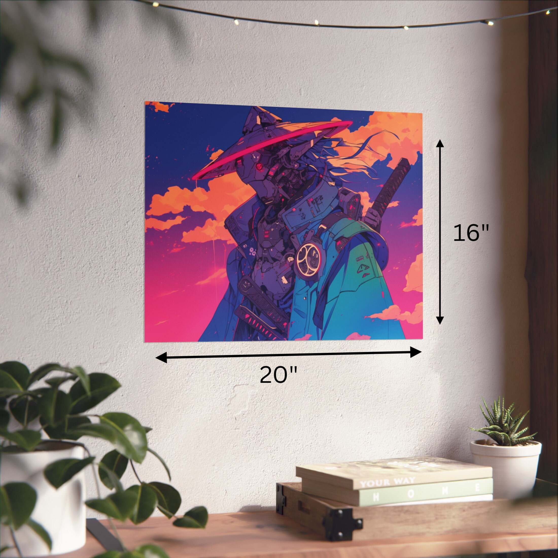 Cyberpunk Samurai Matte Horizontal Poster, Powerful Anime Wall Art ...