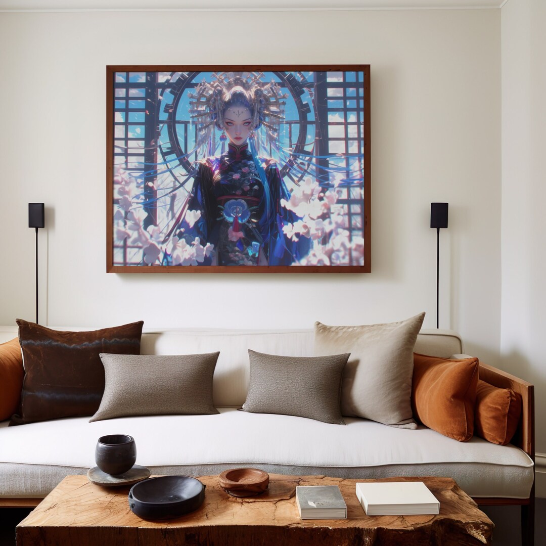 Futuristic Geisha Matte Horizontal Poster, Sci-fi Anime Wall Art ...