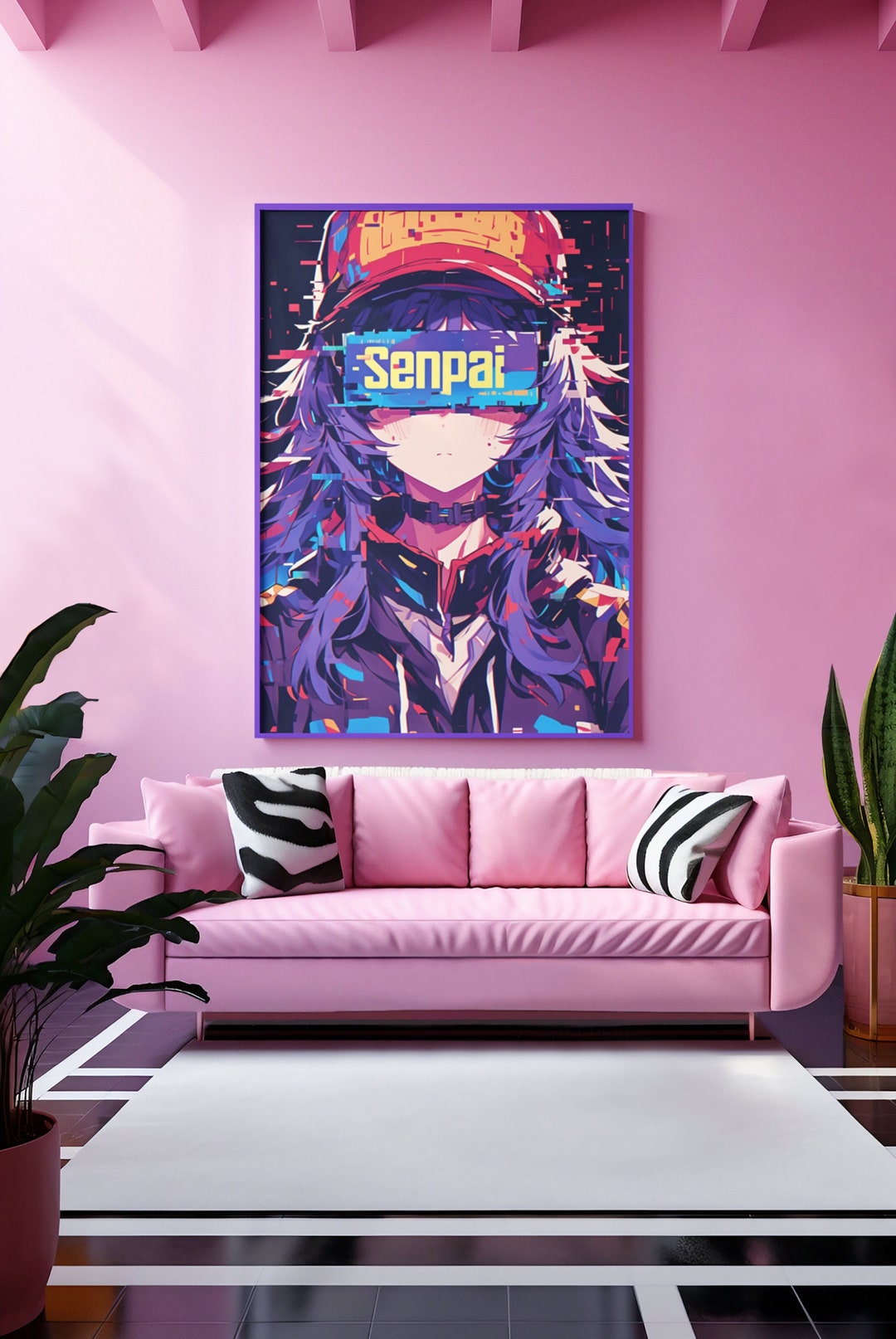 Senpai Matte/satin Anime Poster, Vaporwave Wall Art, Y2k Aesthetic Home ...