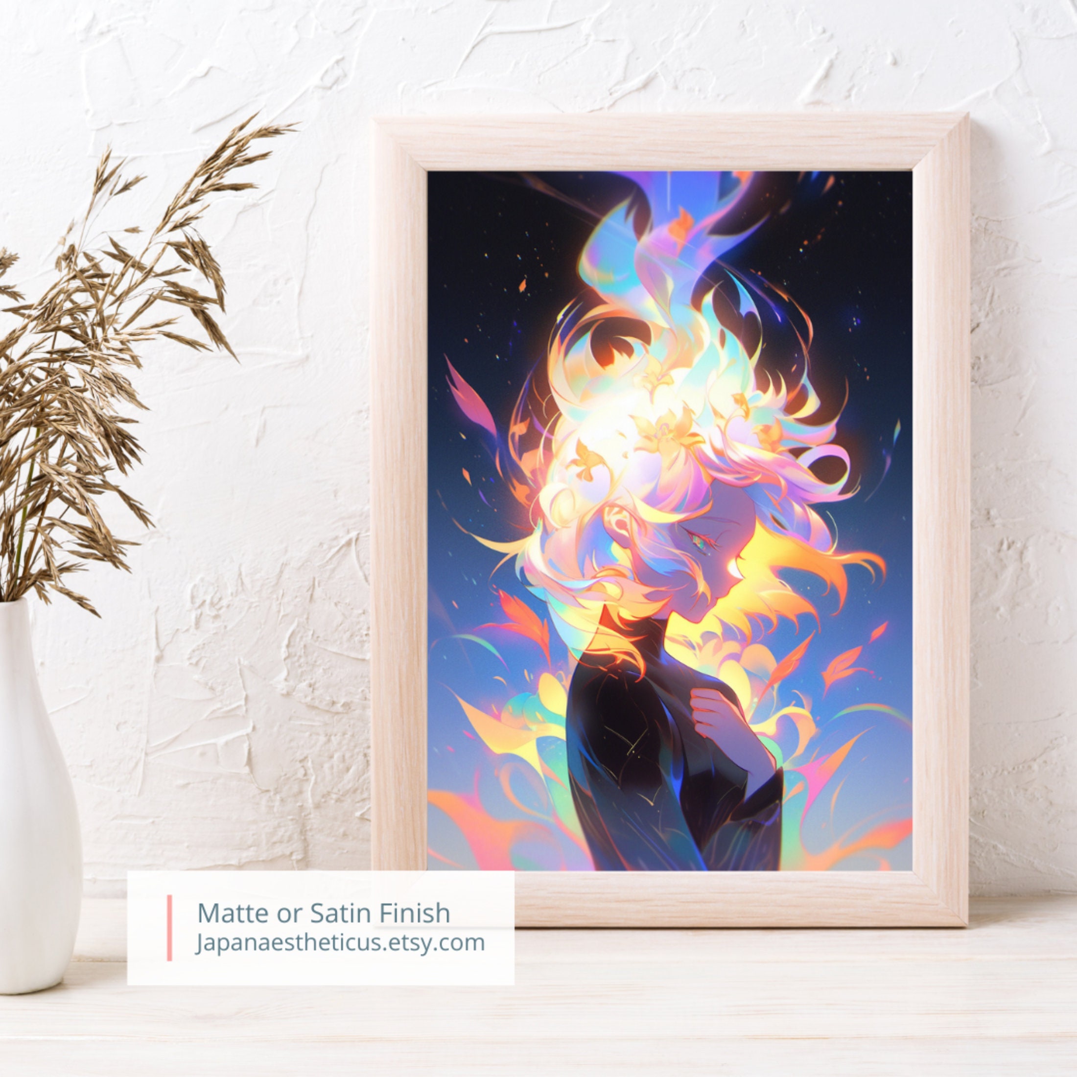 Rainbow Fire Matte/satin Anime Poster Nightcore Cosmic Wall - Etsy