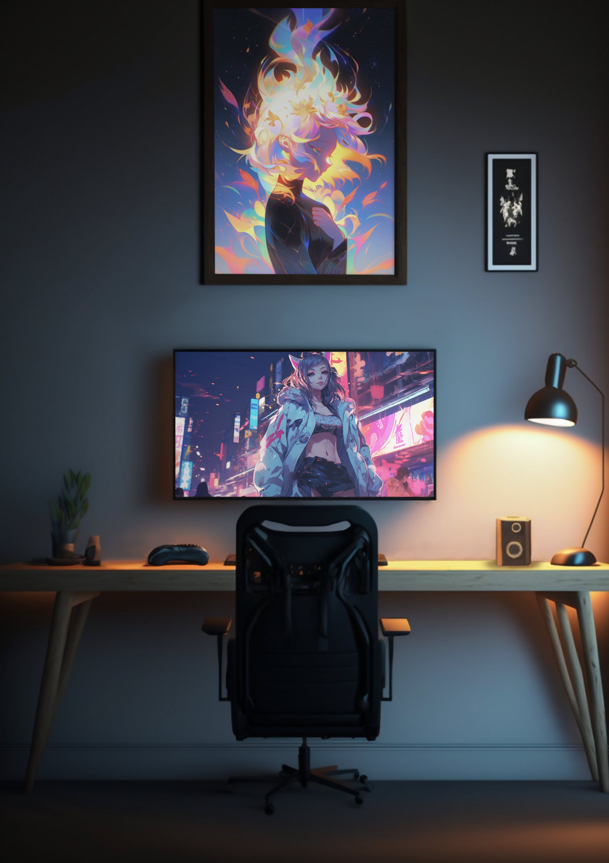 Rainbow Fire Matte/satin Anime Poster Nightcore Cosmic Wall - Etsy