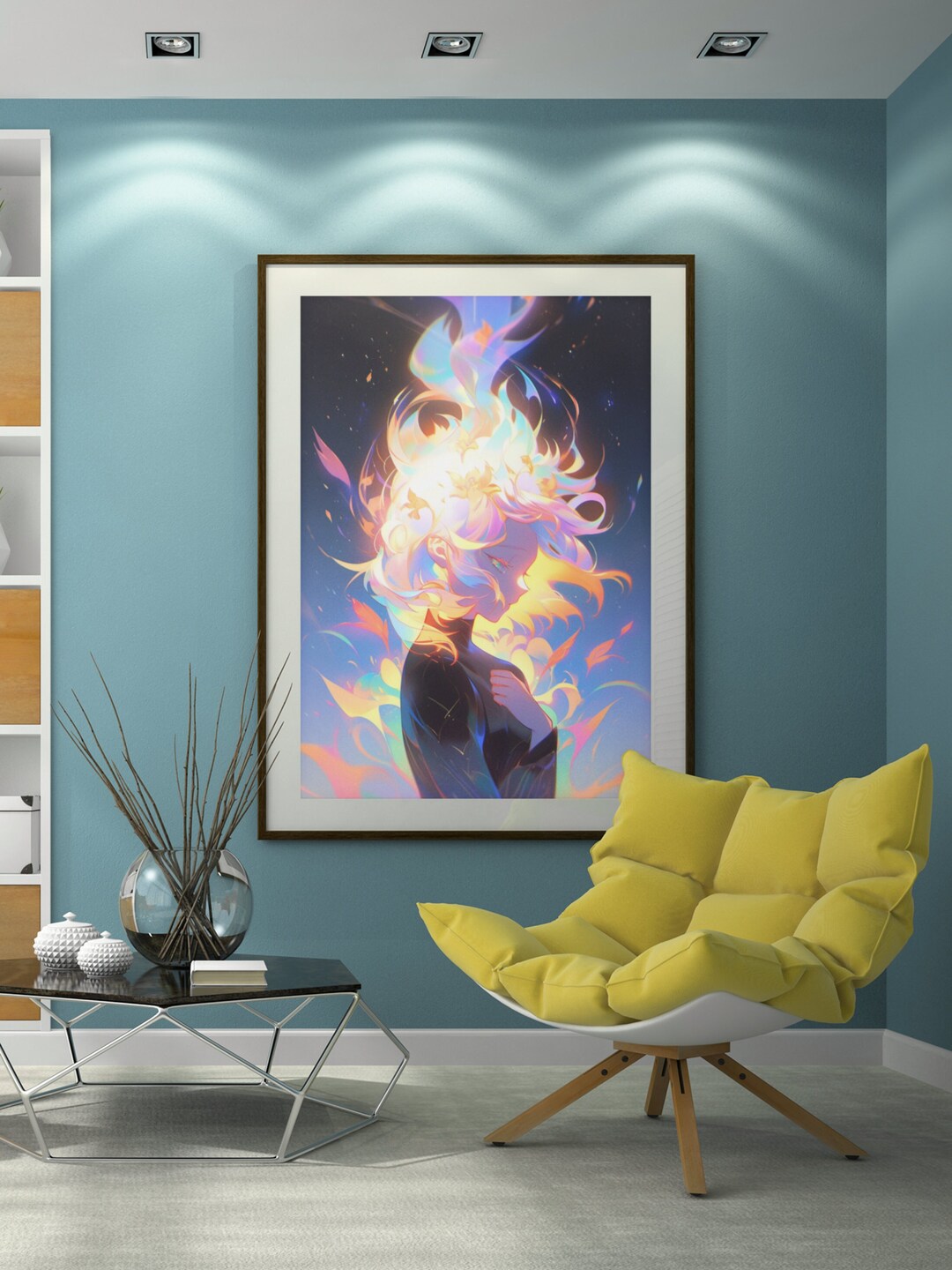 Rainbow Fire Matte/satin Anime Poster, Nightcore Cosmic Wall Art Poster ...