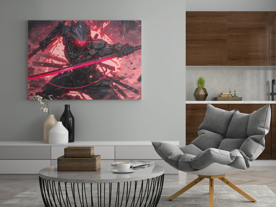 Cyborg Ninja Wall Art, Unique Cyberpunk Poster, Cybernetic Horizontal ...