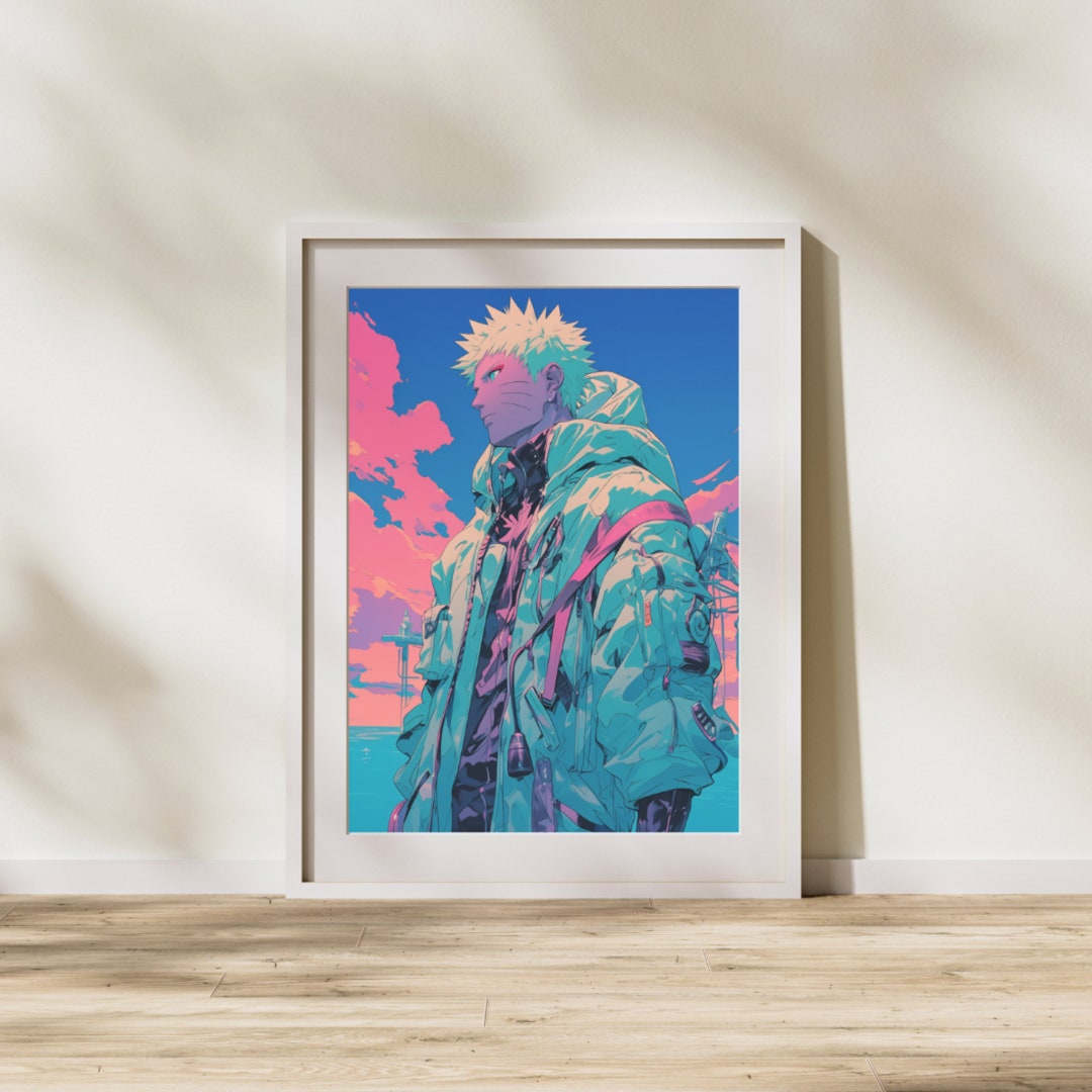 Retro Vaporwave Matte/satin Anime Poster, Pastel Wall Art, Retro ...