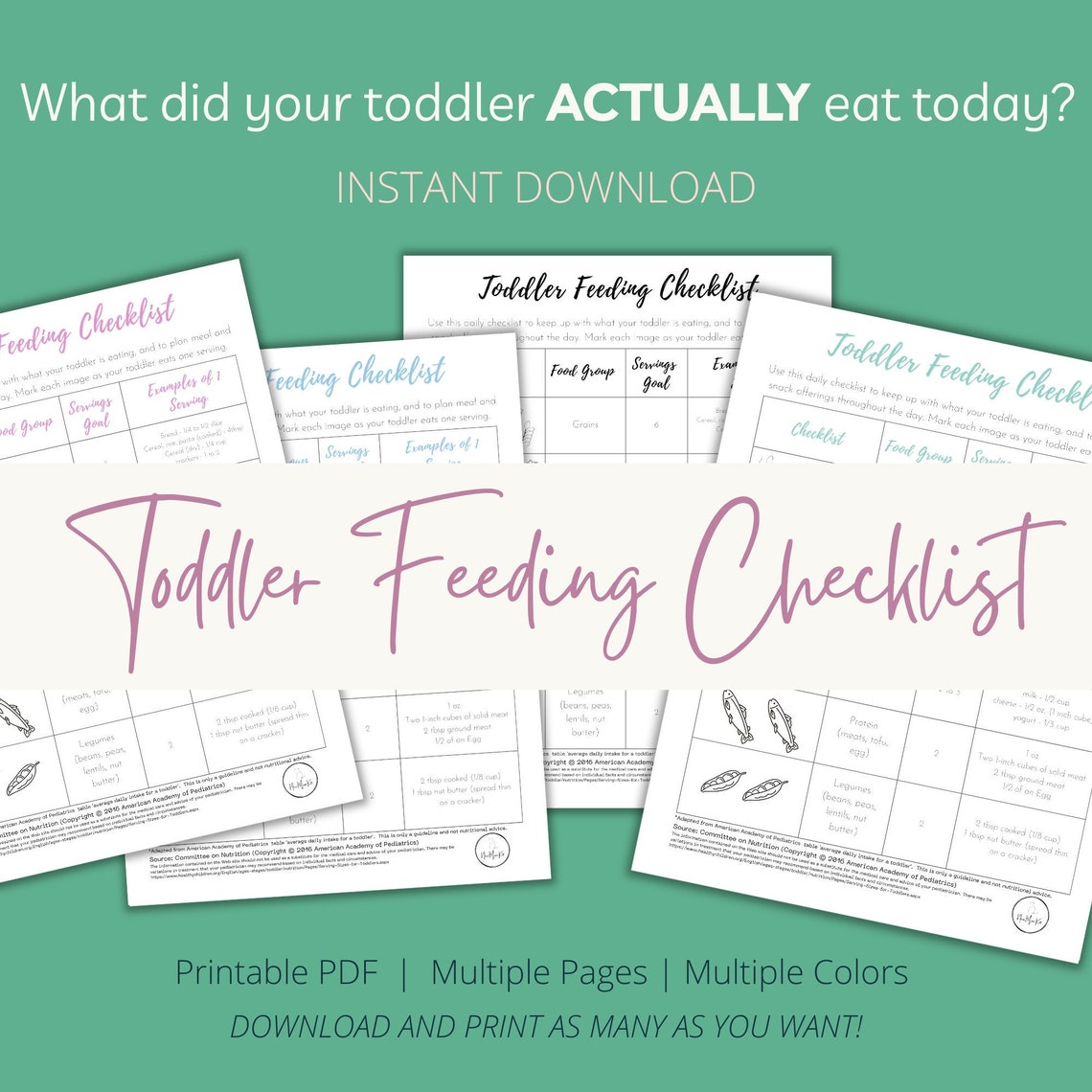 Toddler Feeding Checklist | Printable Daily Feeding Chart, Meal Planner ...