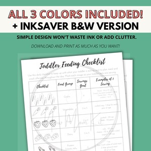 Toddler Feeding Checklist | Printable Daily Feeding Chart, Meal Planner ...