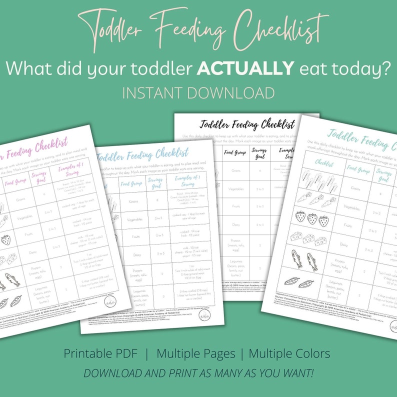 Toddler Feeding Checklist | Printable Daily Feeding Chart, Meal Planner ...