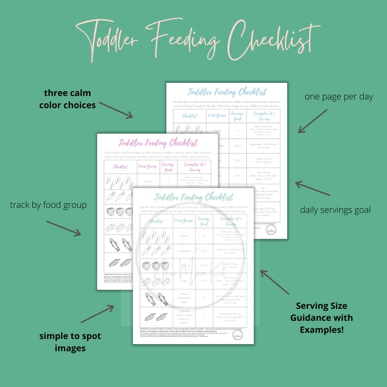 Toddler Feeding Checklist | Printable Daily Feeding Chart, Meal Planner ...