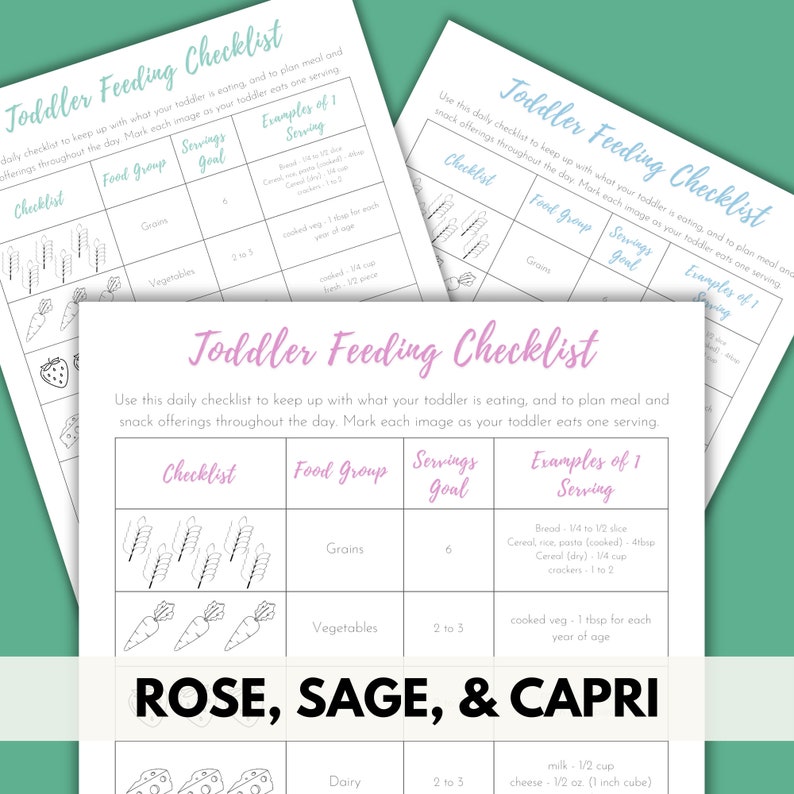 Toddler Feeding Checklist | Printable Daily Feeding Chart, Meal Planner ...