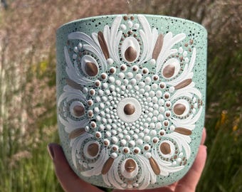 Hand Painted Mandala Dot Art Plant Pot - Etsy