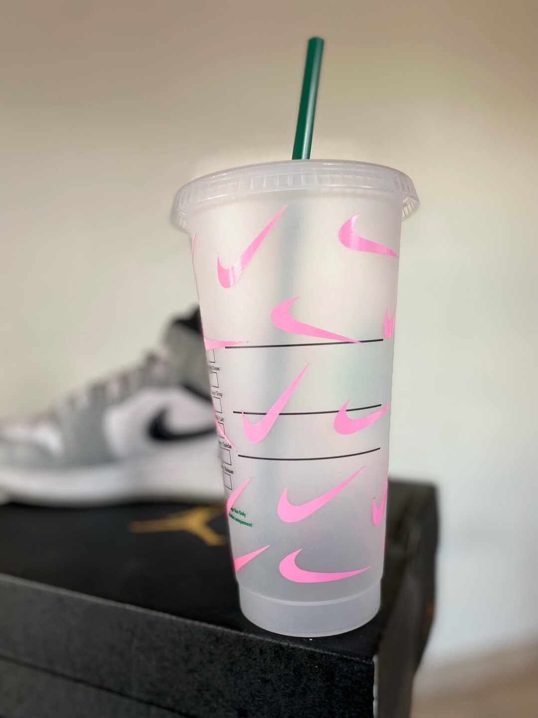 Nike Swoosh Starbucks Cold Cup Venti Pink Swoosh - Etsy