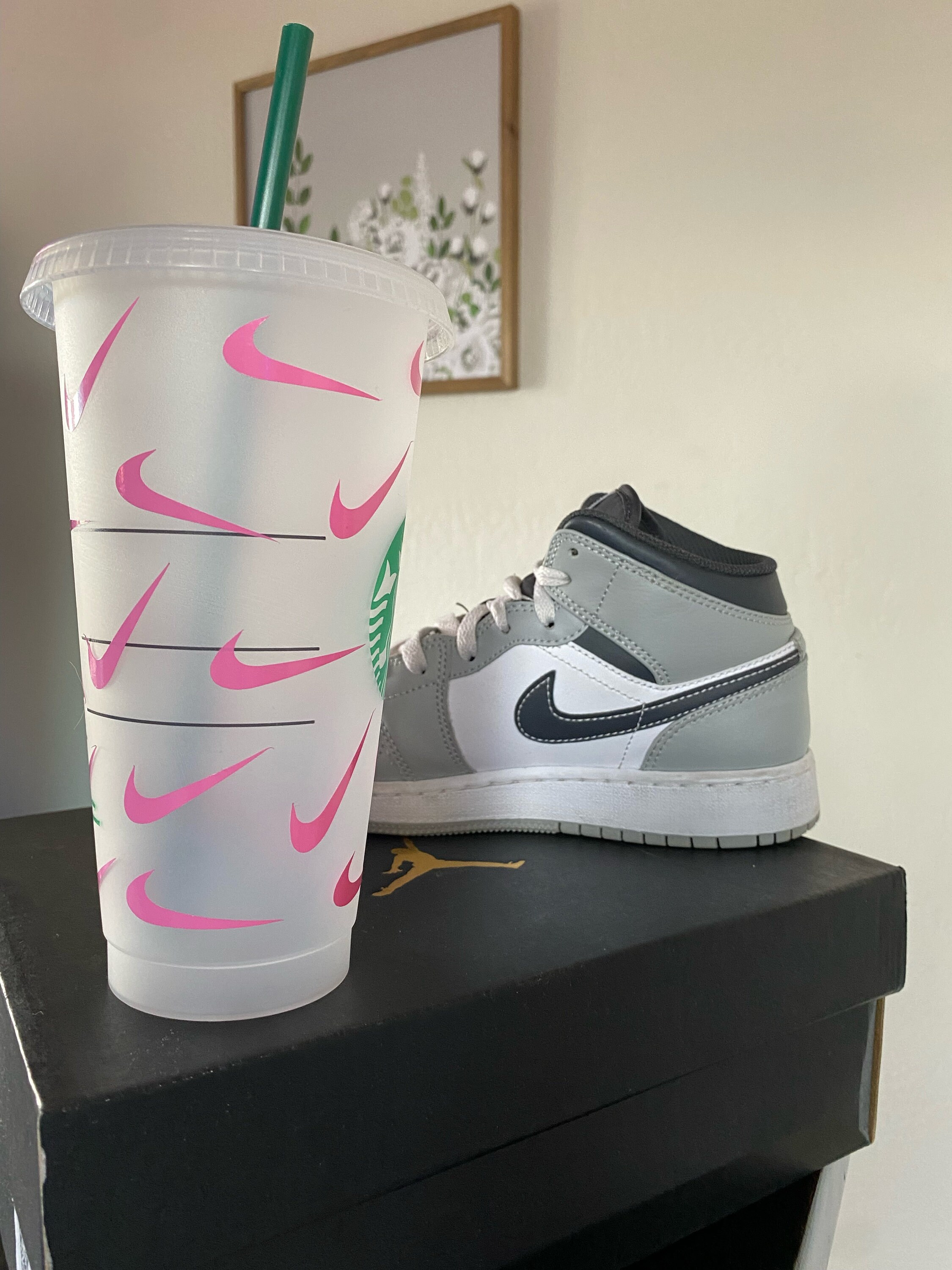 Nike Swoosh Starbucks Cold Cup Venti Pink Swoosh - Etsy