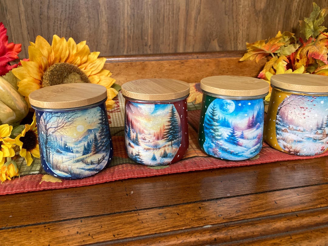 4 Country Classic Winter Jars With Bamboo Lids - Etsy