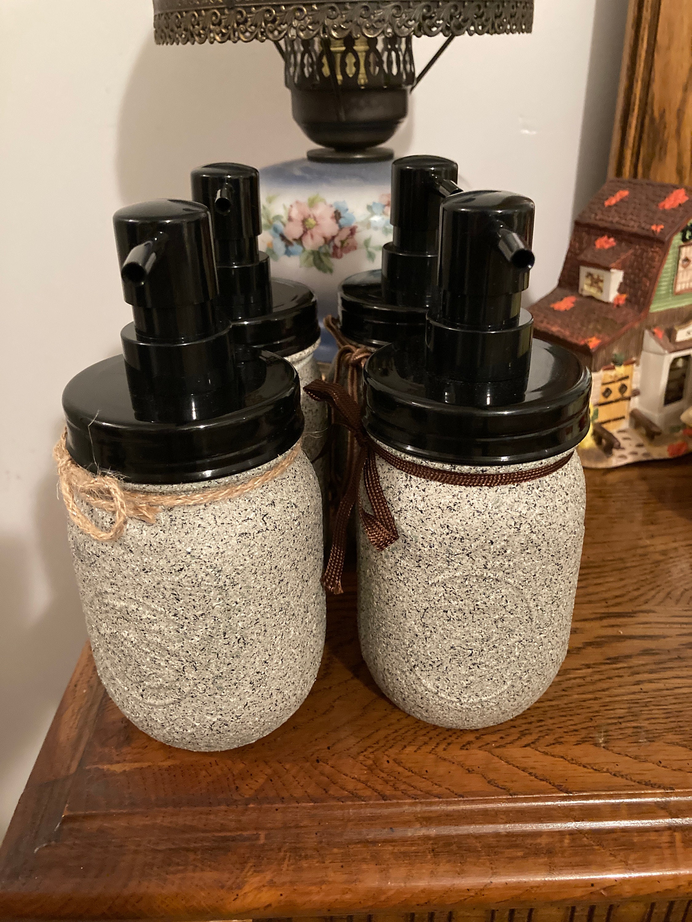 Stone Sprayed Mason Pump Jar - Etsy