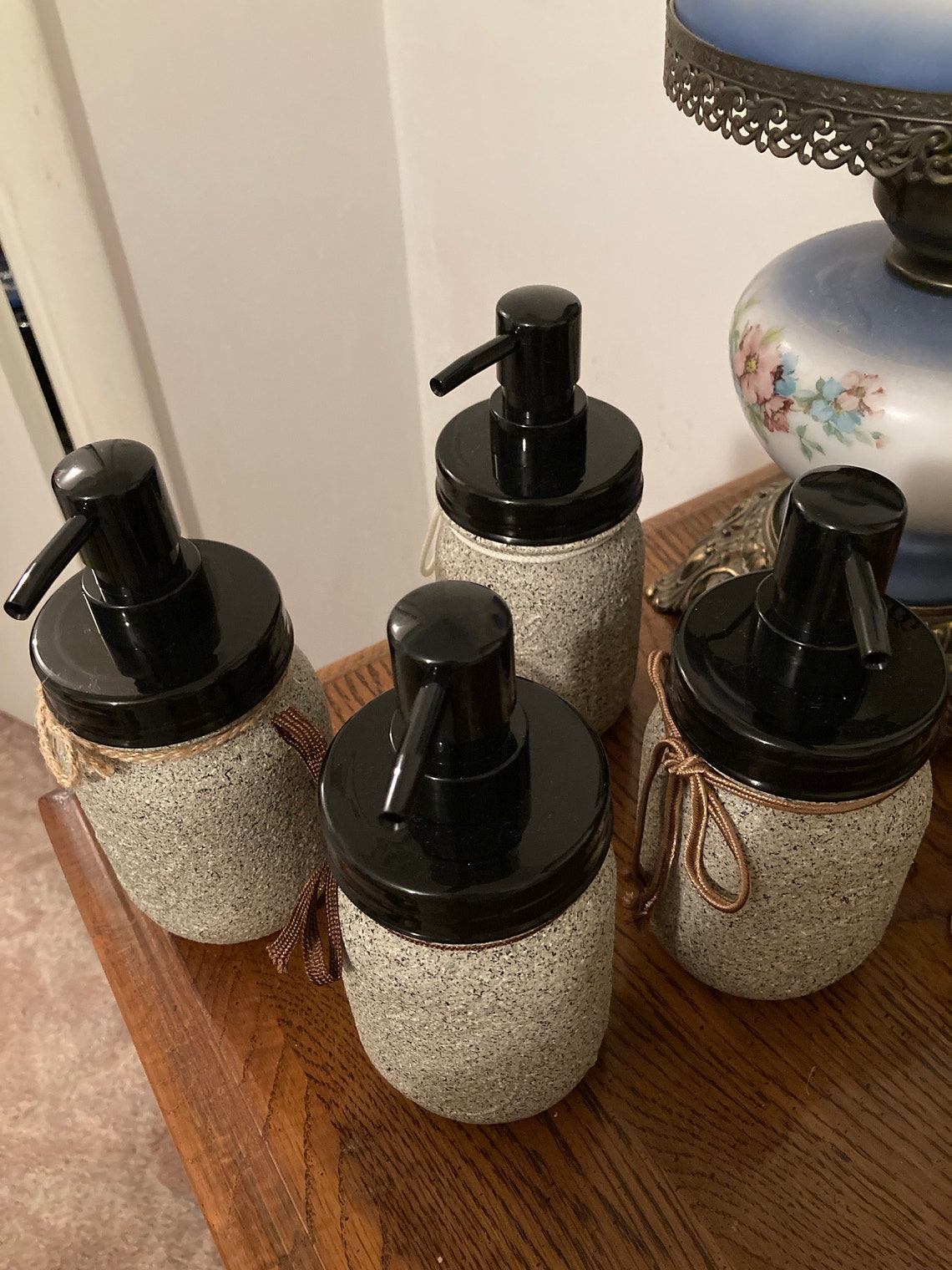 Stone Sprayed Mason Pump Jar - Etsy