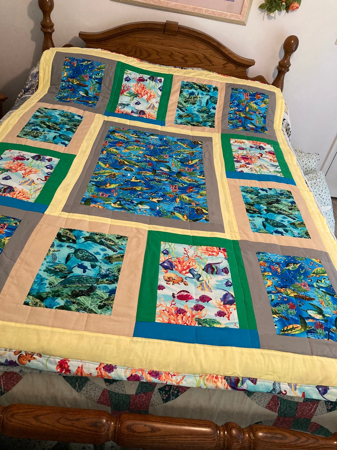 Turtles and Other Sea Life Homemade Quilt - Etsy
