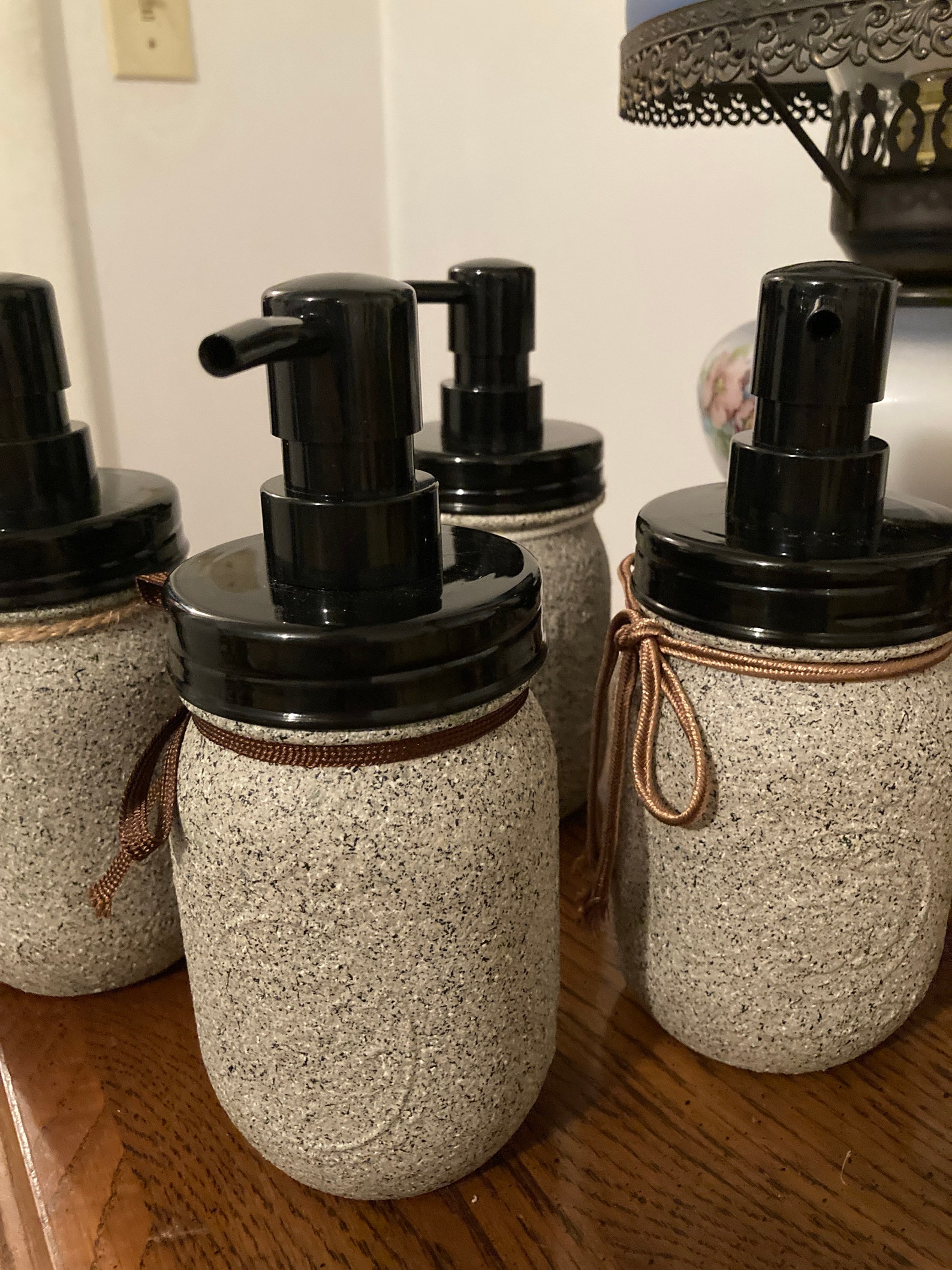 Stone Sprayed Mason Pump Jar - Etsy