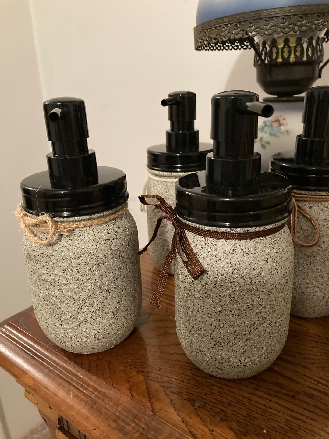 Stone Sprayed Mason Pump Jar - Etsy