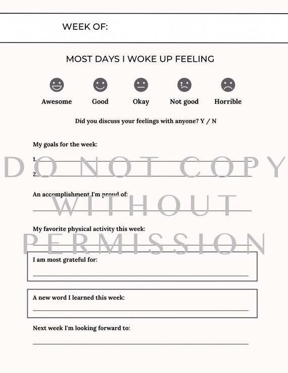 Kids/tweens Weekly Journal Template Keep Family Engaged - Etsy