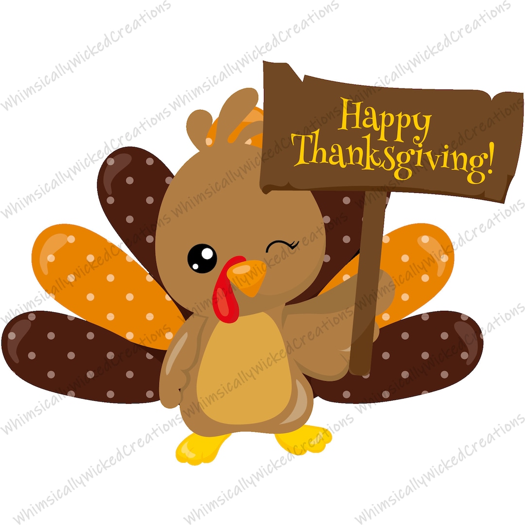 Cute Happy Thanksgiving Thanksgiving Turkey PNG for DIY Crafts - Etsy