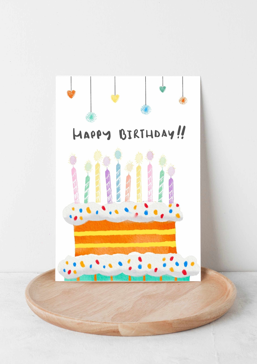 Fingerprint Birthday Cake Card: Kids Craft Printable (digital Download ...