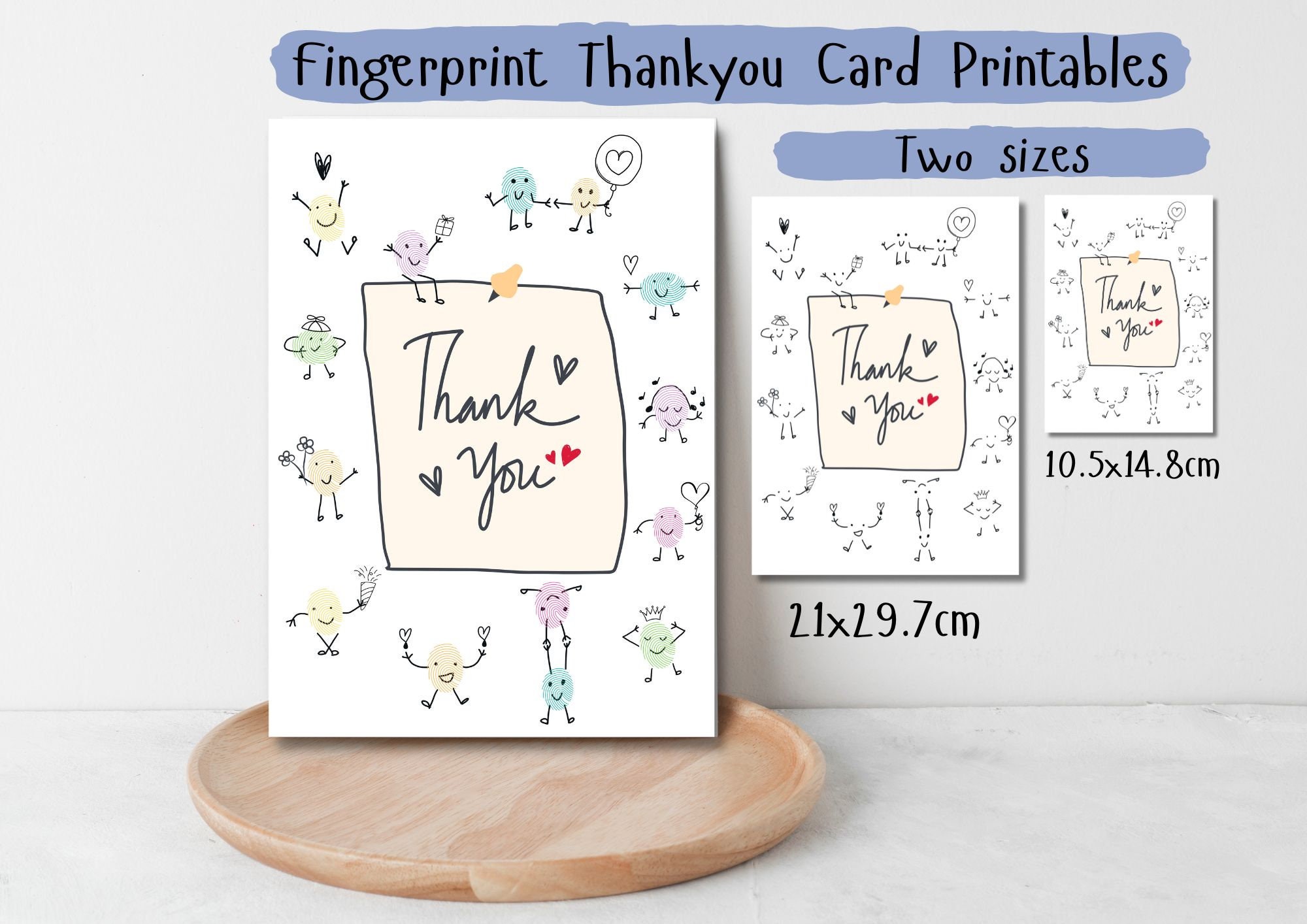 Characters Fingerprint Thank You Card,craft,thank You Card,kids Craft ...