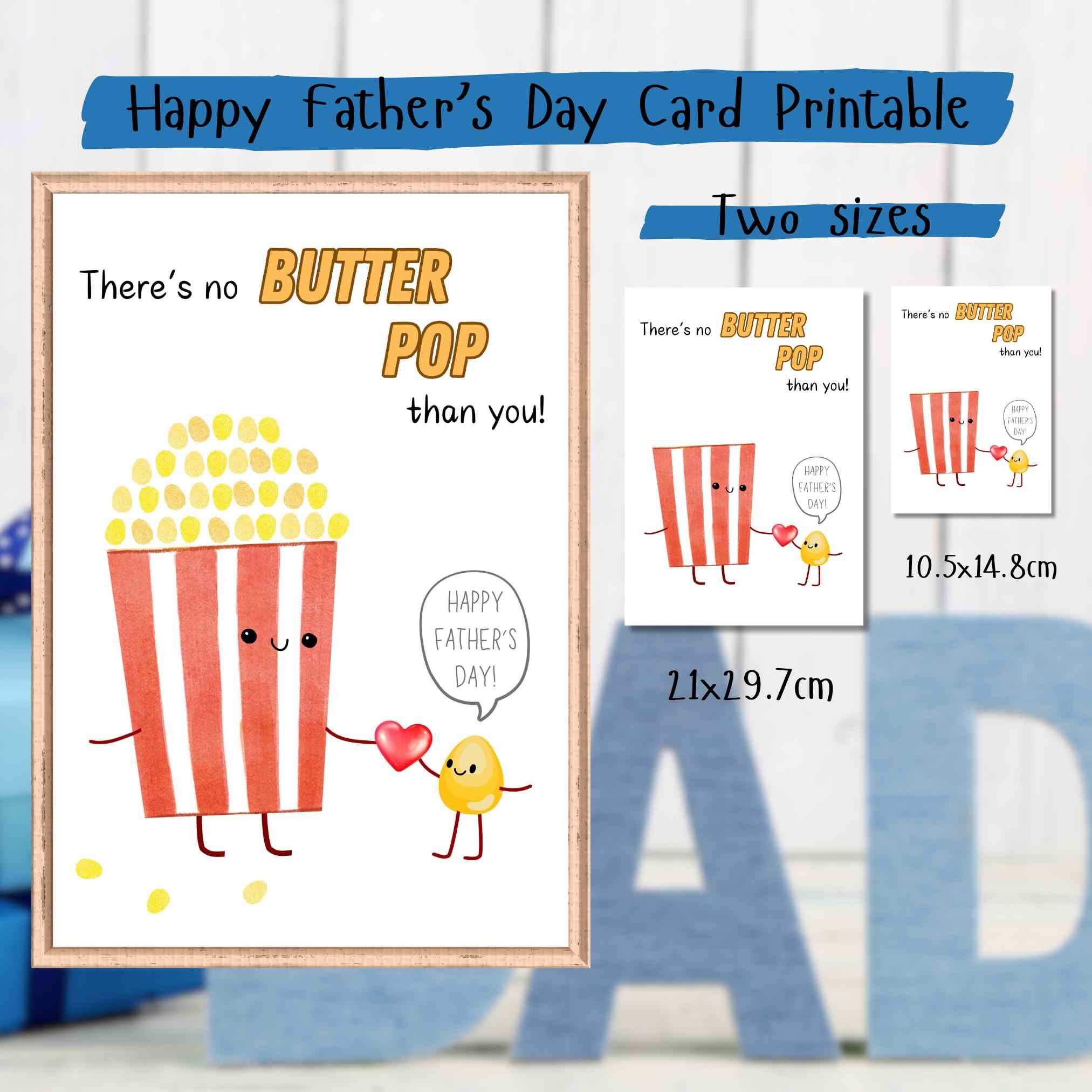 Popcorn Happy Father's Day Fingerprint,happy Father's Card,kids Craft ...