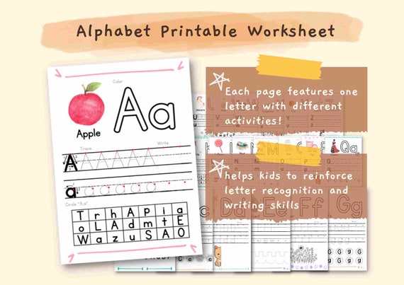 Alphabet Printable Worksheets A-Z Letters Printable - Etsy
