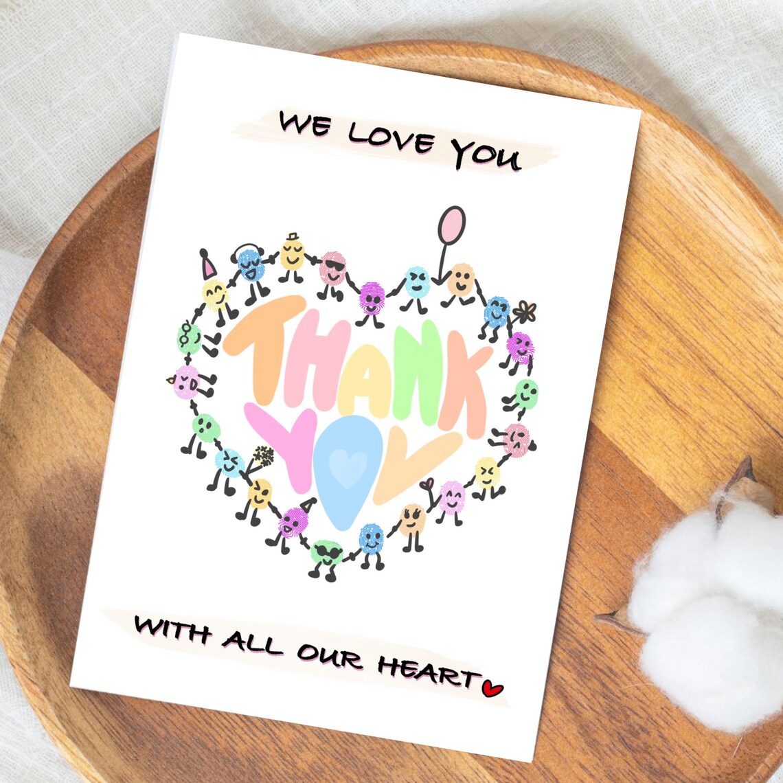 Heart Fingerprint Thank You Card Printables: Kids Craft (digital ...