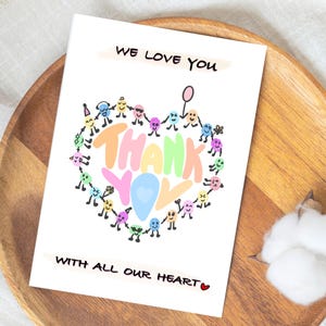 Heart Fingerprint Thank You Card Printables: Kids Craft (digital ...