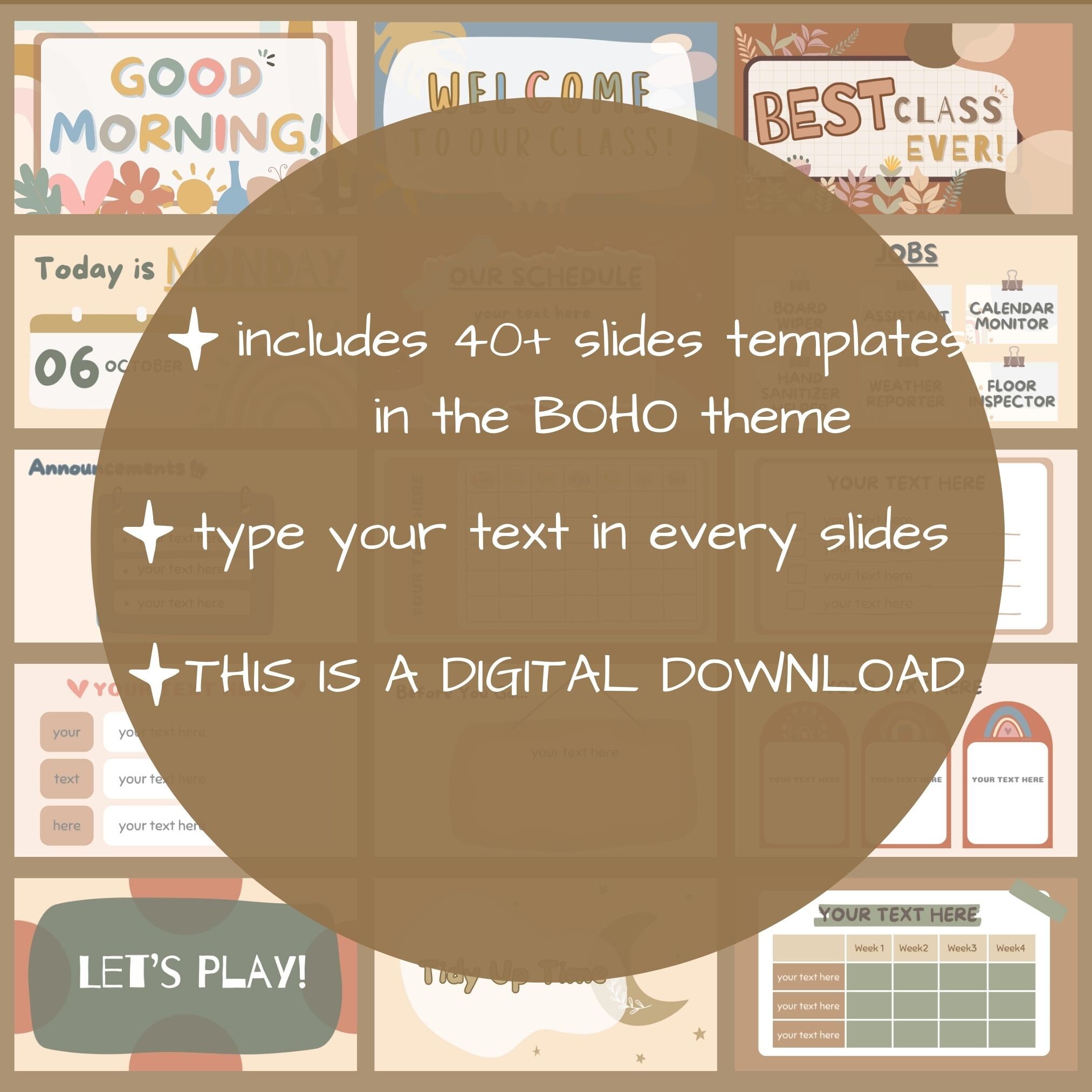 Boho Slides Templates,editable With Powerpoint,google Slides™,carva and ...