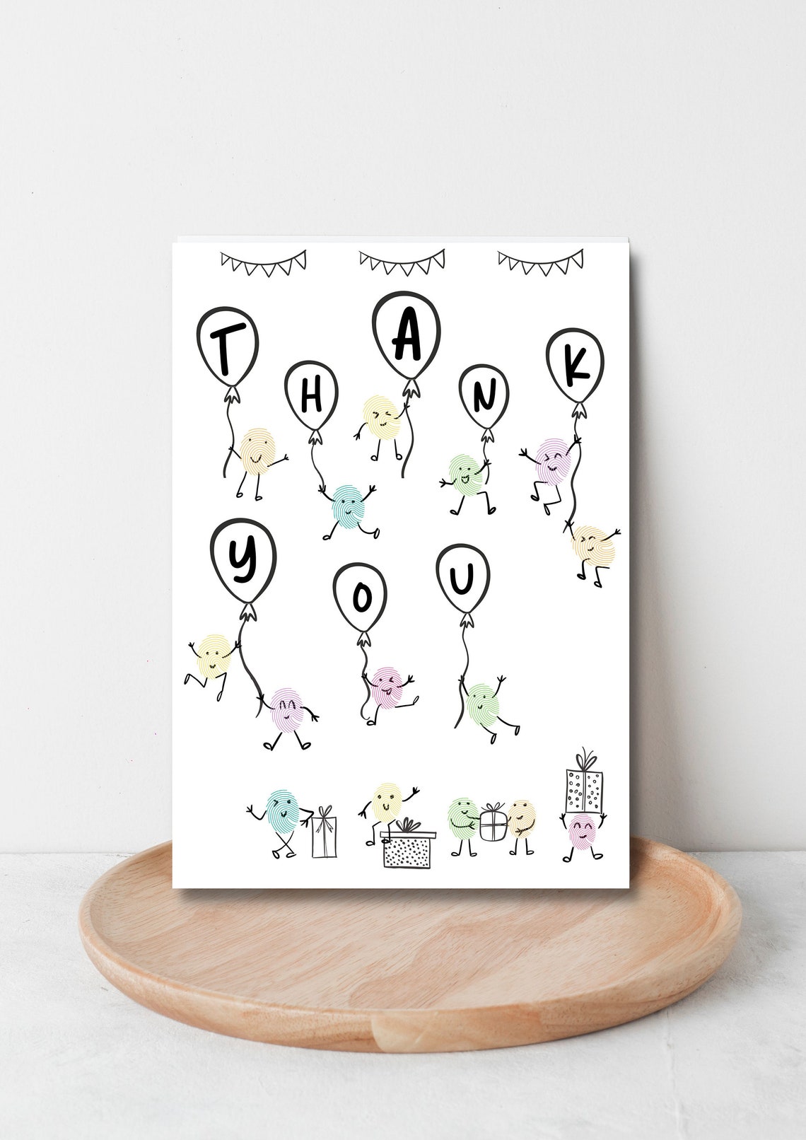Characters Fingerprint Thank You Card,craft,thank You Card,kids Craft ...