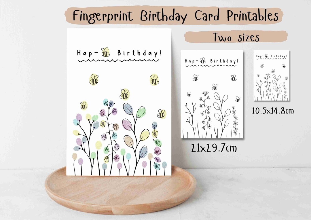 Bee Flower Fingerprint Craft, Birthday Card, Kids Craft,fingerprint ...