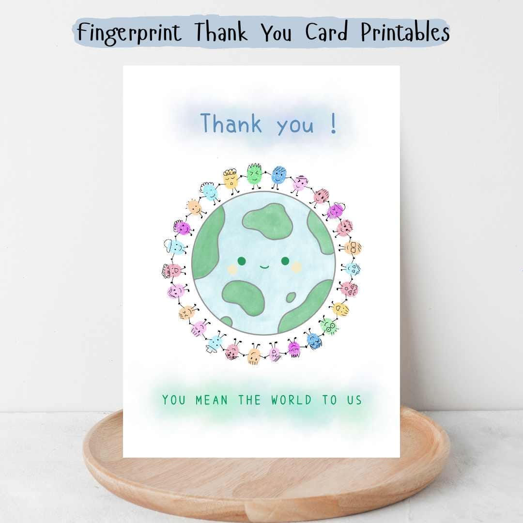 Fingerprint Thank You Card: Kids Craft Activity (digital Download PDF ...