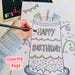 Printable Birthday Cake Card: Coloring & Fingerprint DIY (digital ...