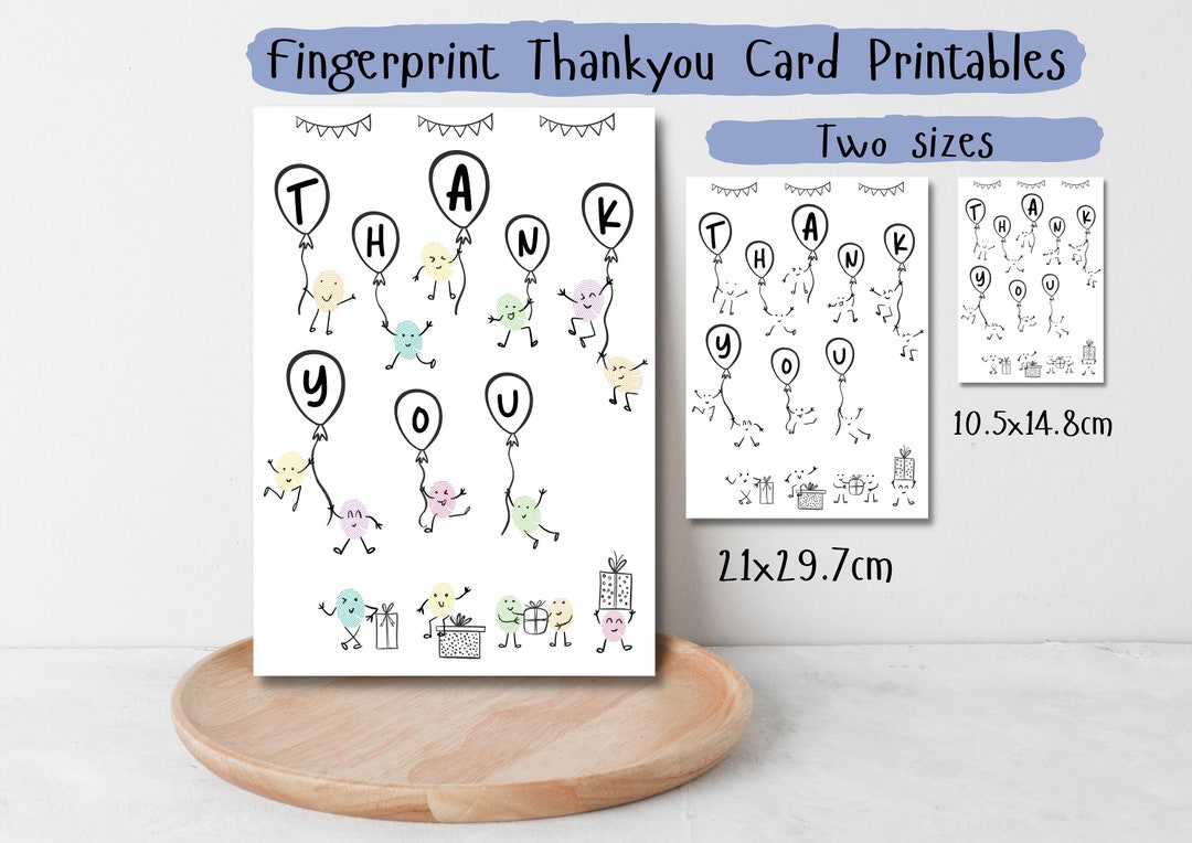 Characters Fingerprint Thank You Card,craft,thank You Card,kids Craft ...