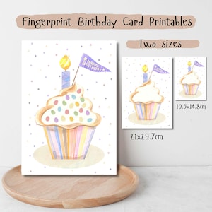 Cupcake Fingerprint Birthday Card: Kids Craft Printable (PDF) - Etsy
