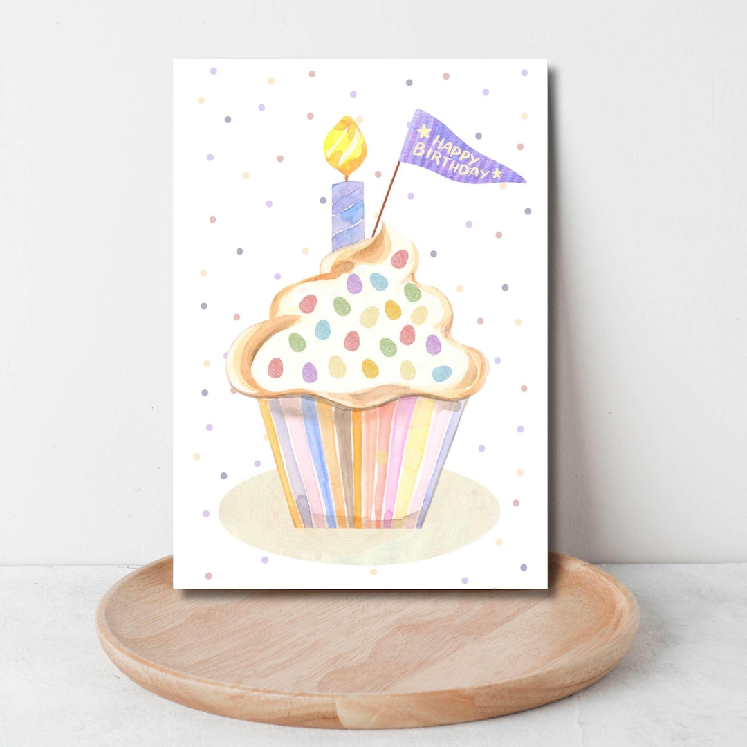 Cupcake Fingerprint Birthday Card: Kids Craft Printable (PDF) - Etsy