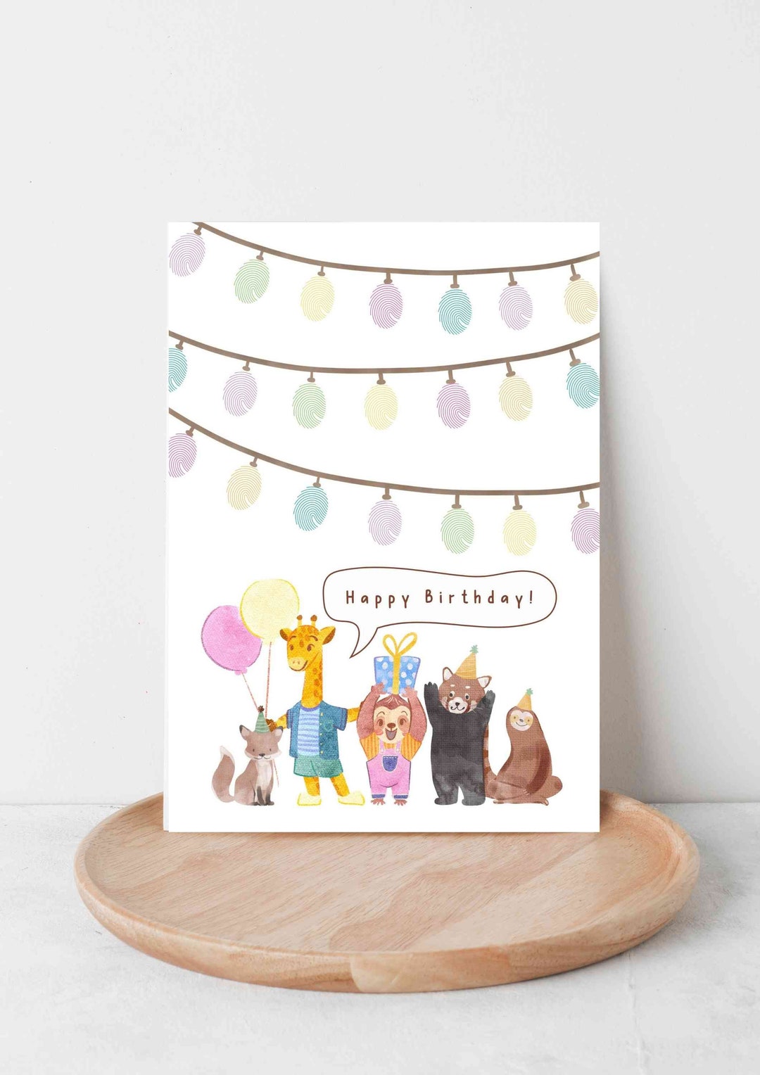 Party Light Fingerprint Birthday Card: Kids Craft (digital Download) - Etsy