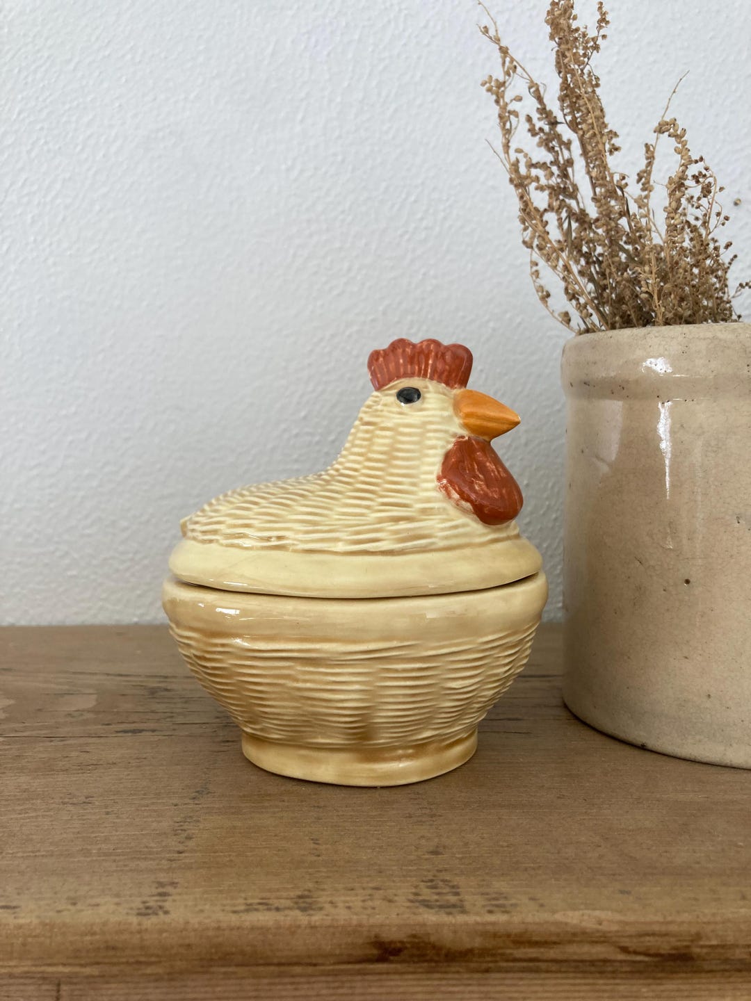 Vintage Ceramic Chicken Container - Etsy