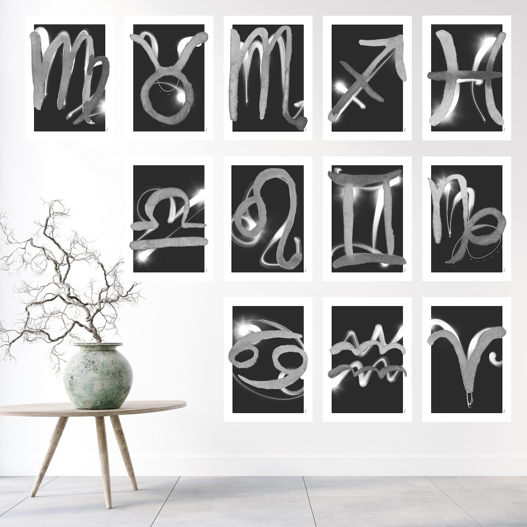 12pc Set Zodiac Print, Zodiac Printable, Zodiac Gifts, Zodiac Sign ...
