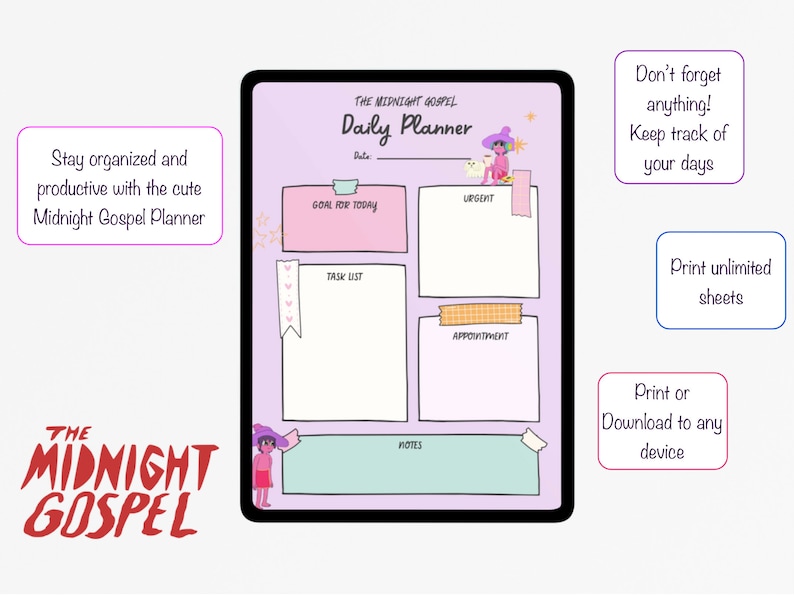 The Midnight Gospel Themed Daily Digital Planner | Printable Download ...